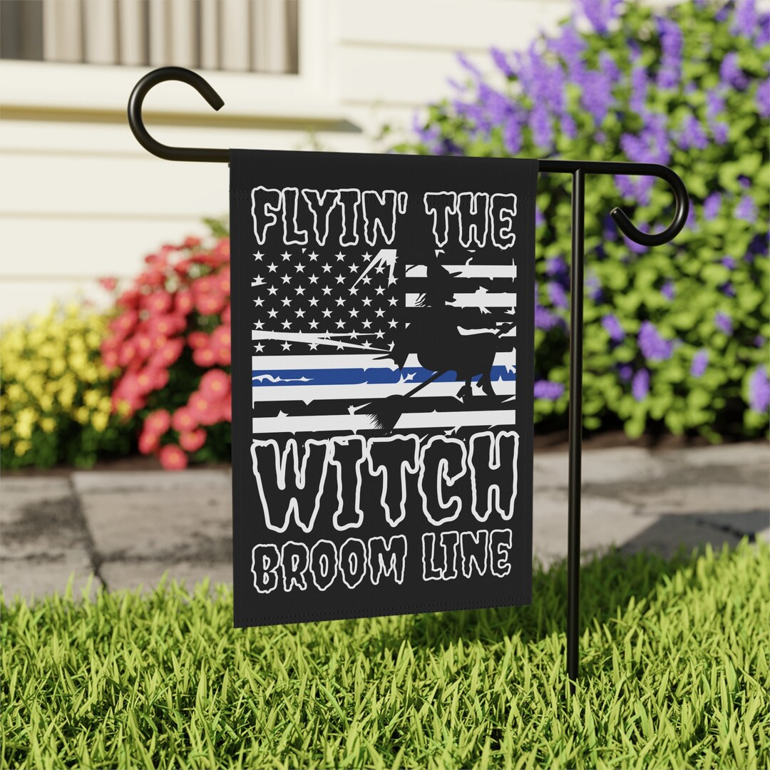 Police Halloween Flag, Funny Witch Garden Flag, Back the Blue, Blue ...