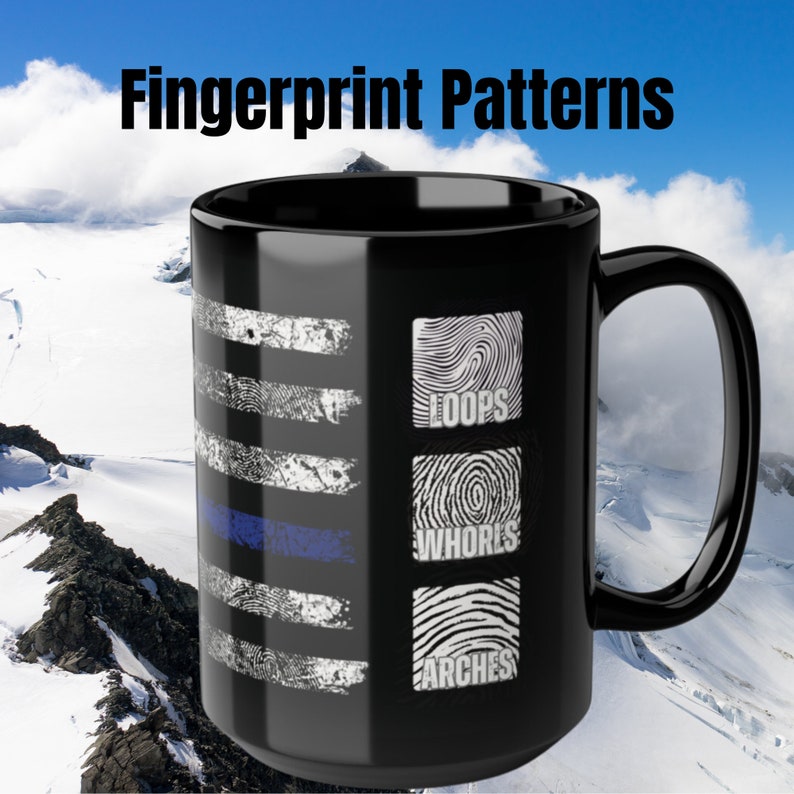 Latent Fingerprint Mug, Police Detective Mug, Thin Blue Line Flag Gifts ...