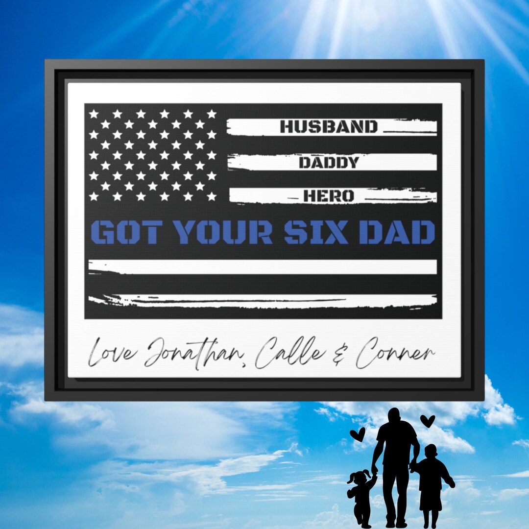 Personalized Police Hero Framed Canvas: Thin Blue Line Flag, Police ...