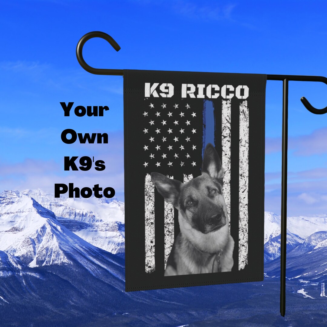 Police K9 Garden Flag, Your K9's Photo, Personalized Thin Blue Line ...