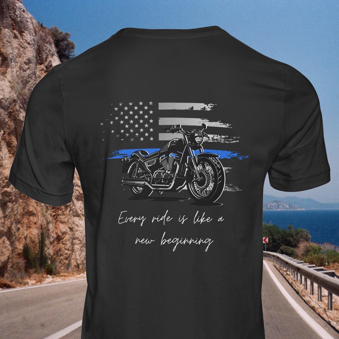 Thin Blue Line Motorcycle Officer Shirt - Personalized Police Biker ...