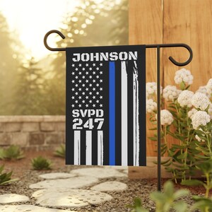 Thin Blue Line Garden Flag for Police Personalized Flag Custom Police ...