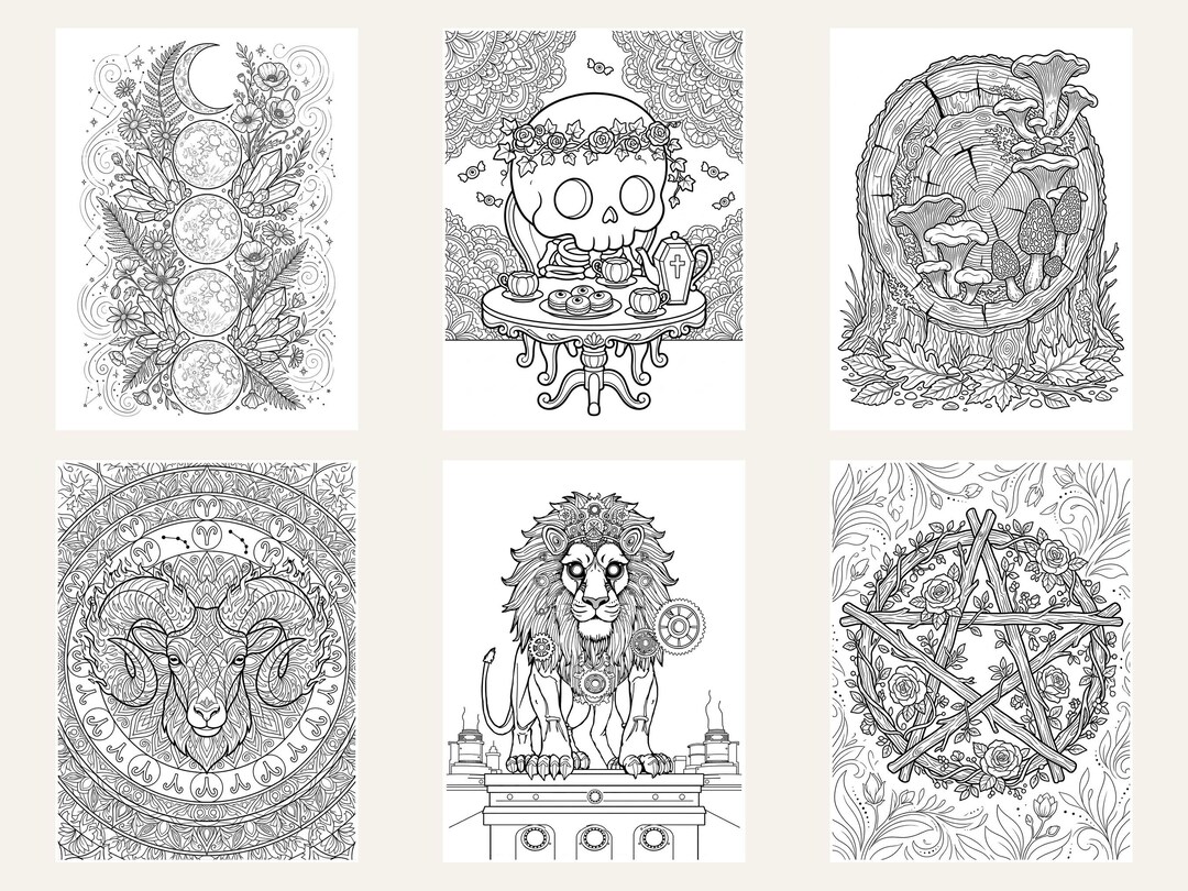 Coloring Book Sampler | 10 Mixed Theme Pages | Printable Adult Coloring ...