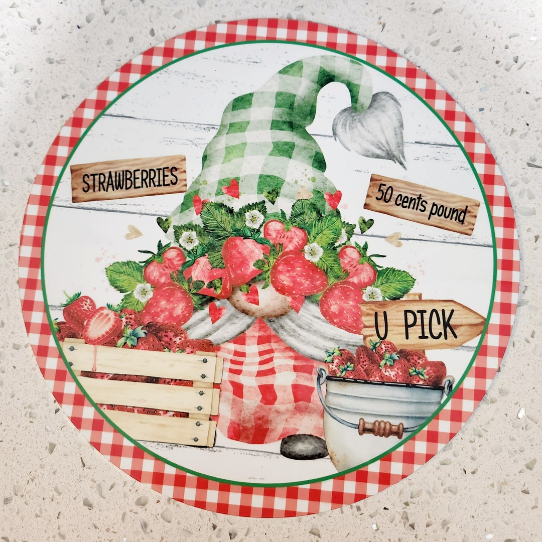 8" Aluminum Strawberry Gnome U-pick Sign - Etsy