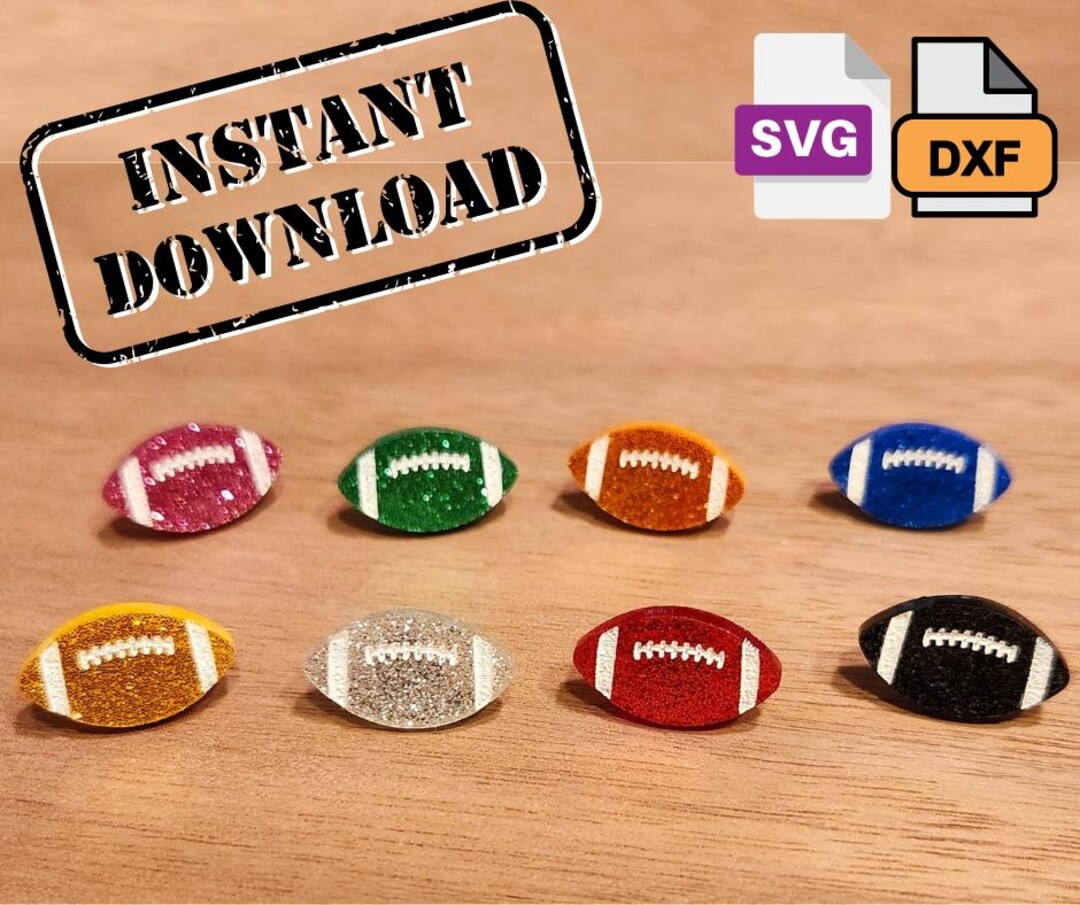 Football Stud Earrings SVG DXF Files – Laser Cut Jewelry (instant ...