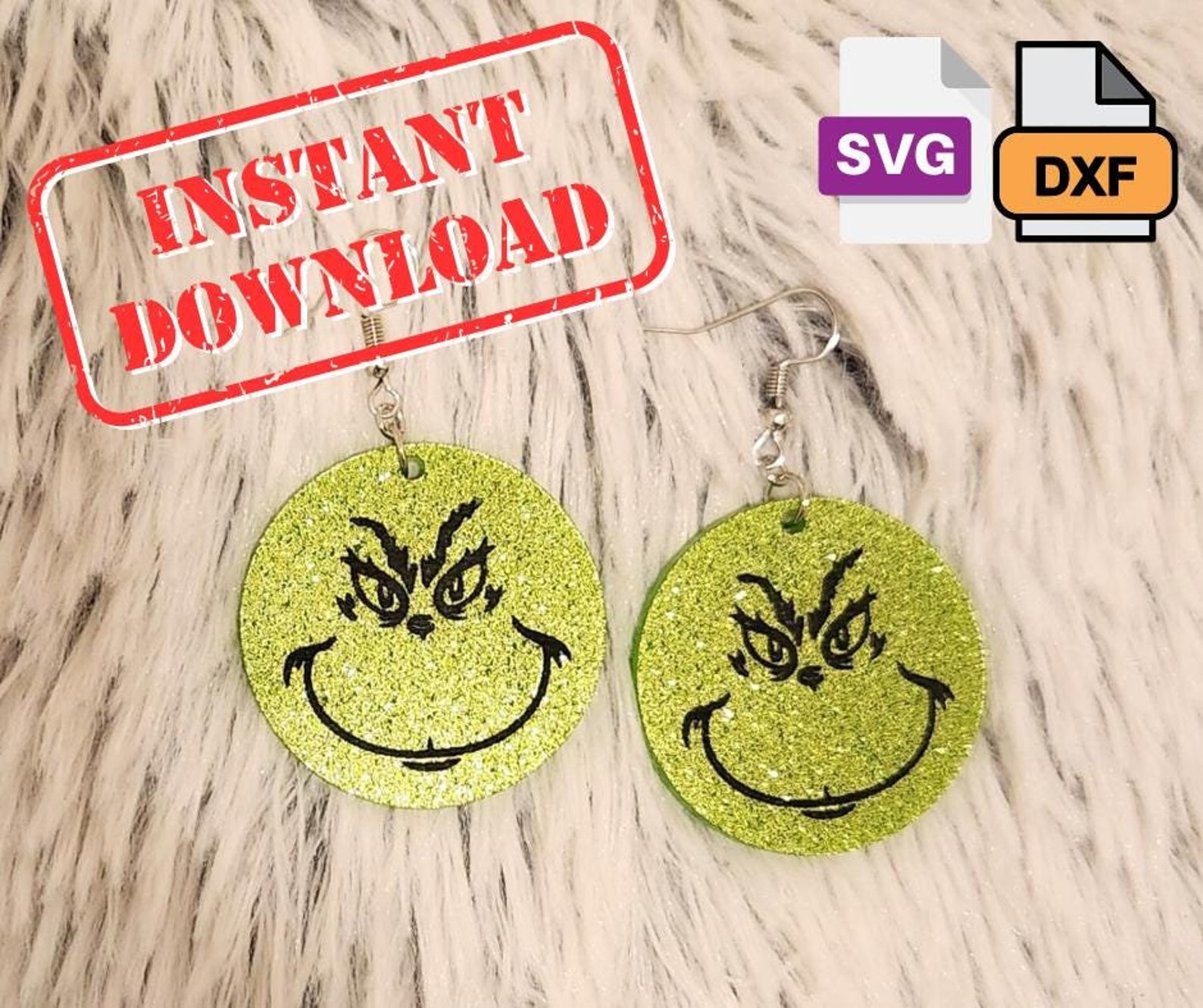 Grinch Face Christmas Earrings SVG/DXF | Studs & Dangle Earrings | Laser Cut Files | Instant ...