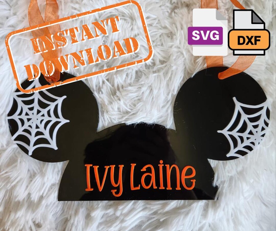 Mickey Spiderweb Stroller Tag SVG DXF | Halloween Disney Cut File - Etsy