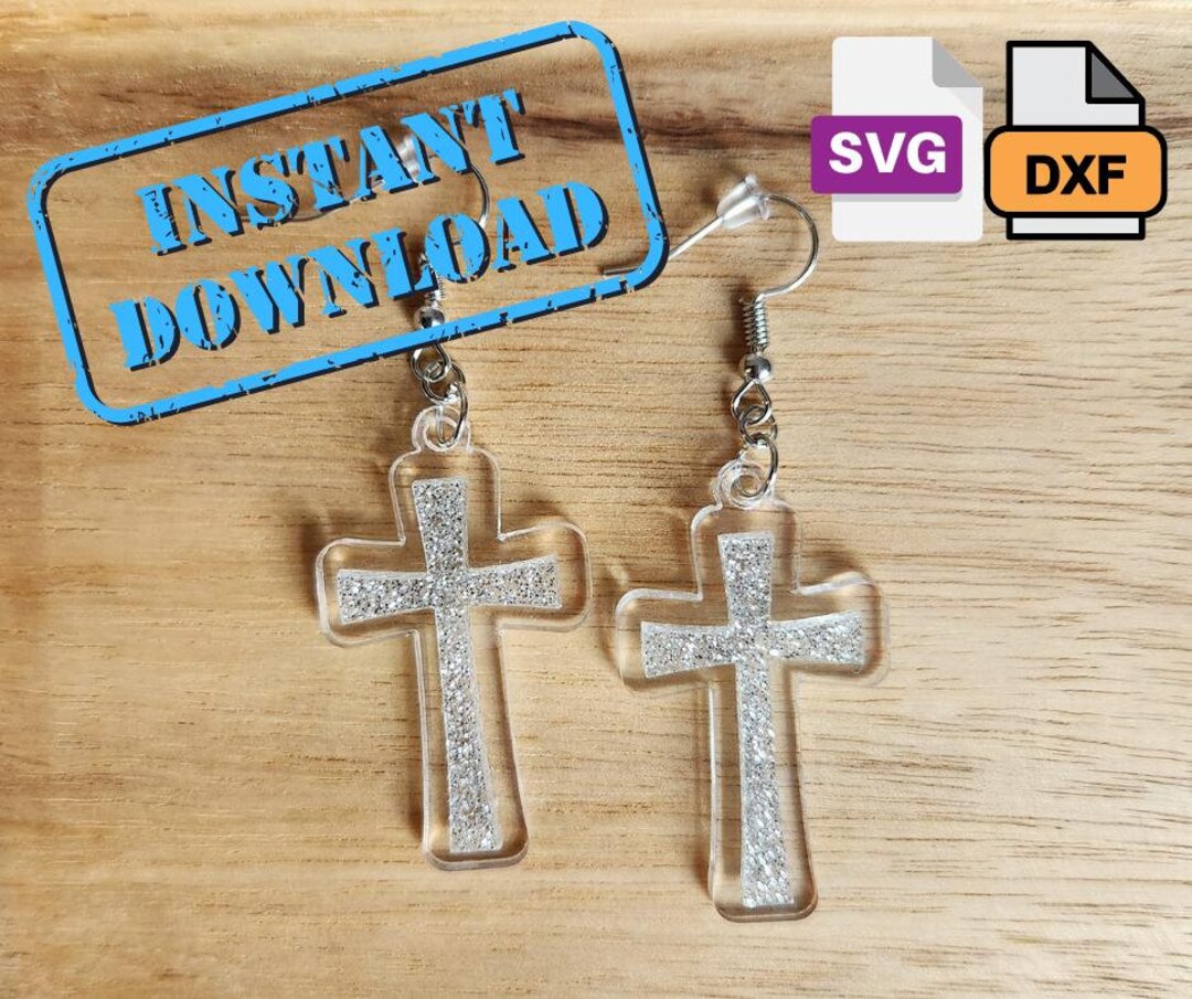 3D Layered Cross Earrings SVG & DXF | Laser Cut File | Instant Download ...