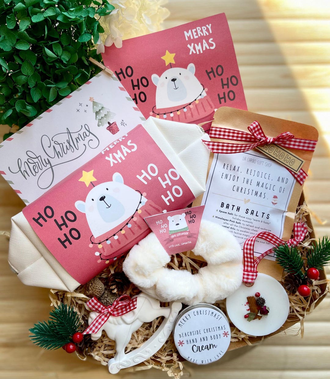 Christmas Pamper Gift Box, Handmade Bath & Body Set, Personalized Card ...