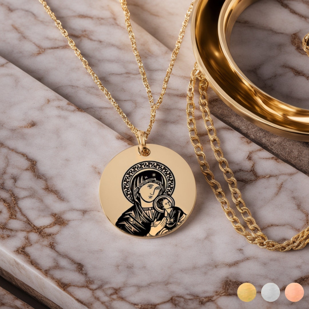 Mother Mary Necklace Virgin Mary and Baby Jesus Pendant Madonna ...