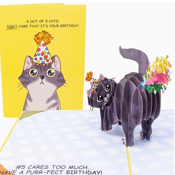 Cat Pop up Card - Etsy