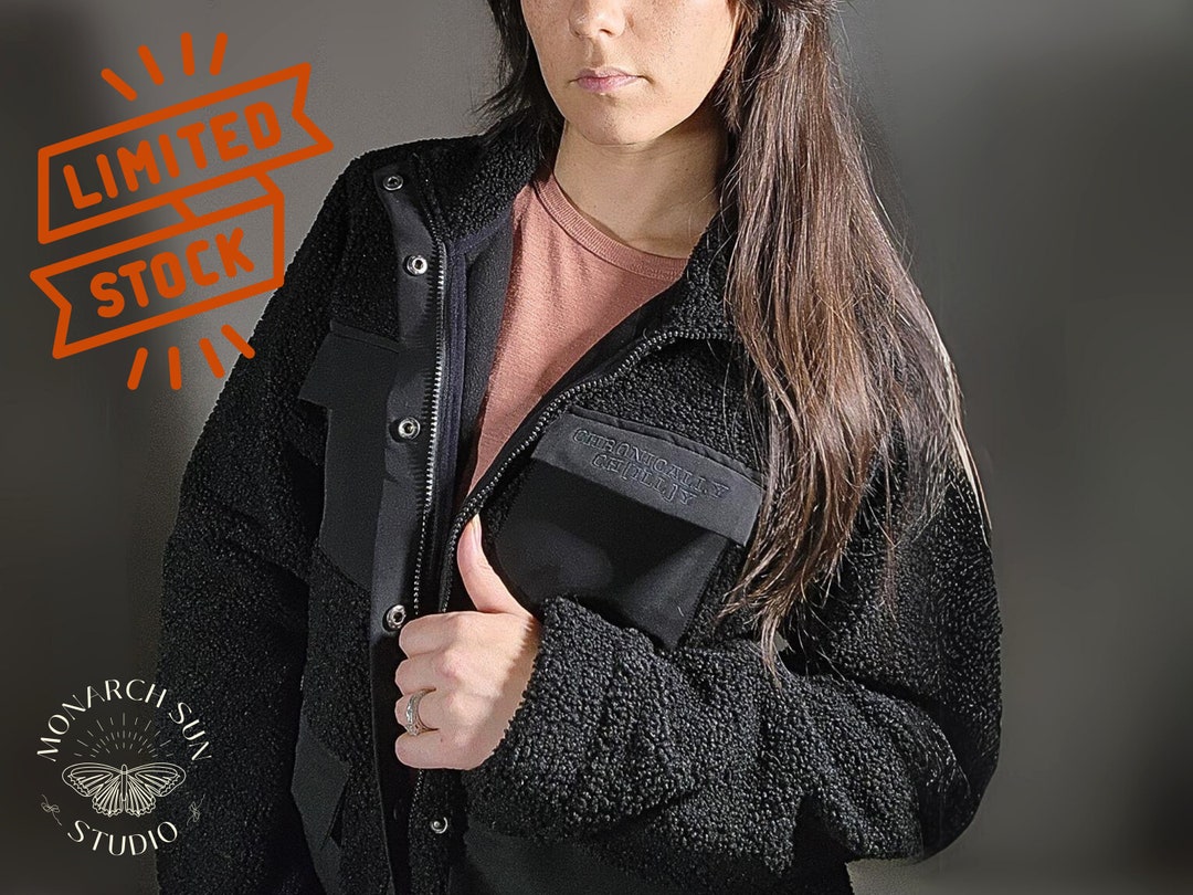 Faux Sherpa Black Jacket, Custom Embroidery - Etsy