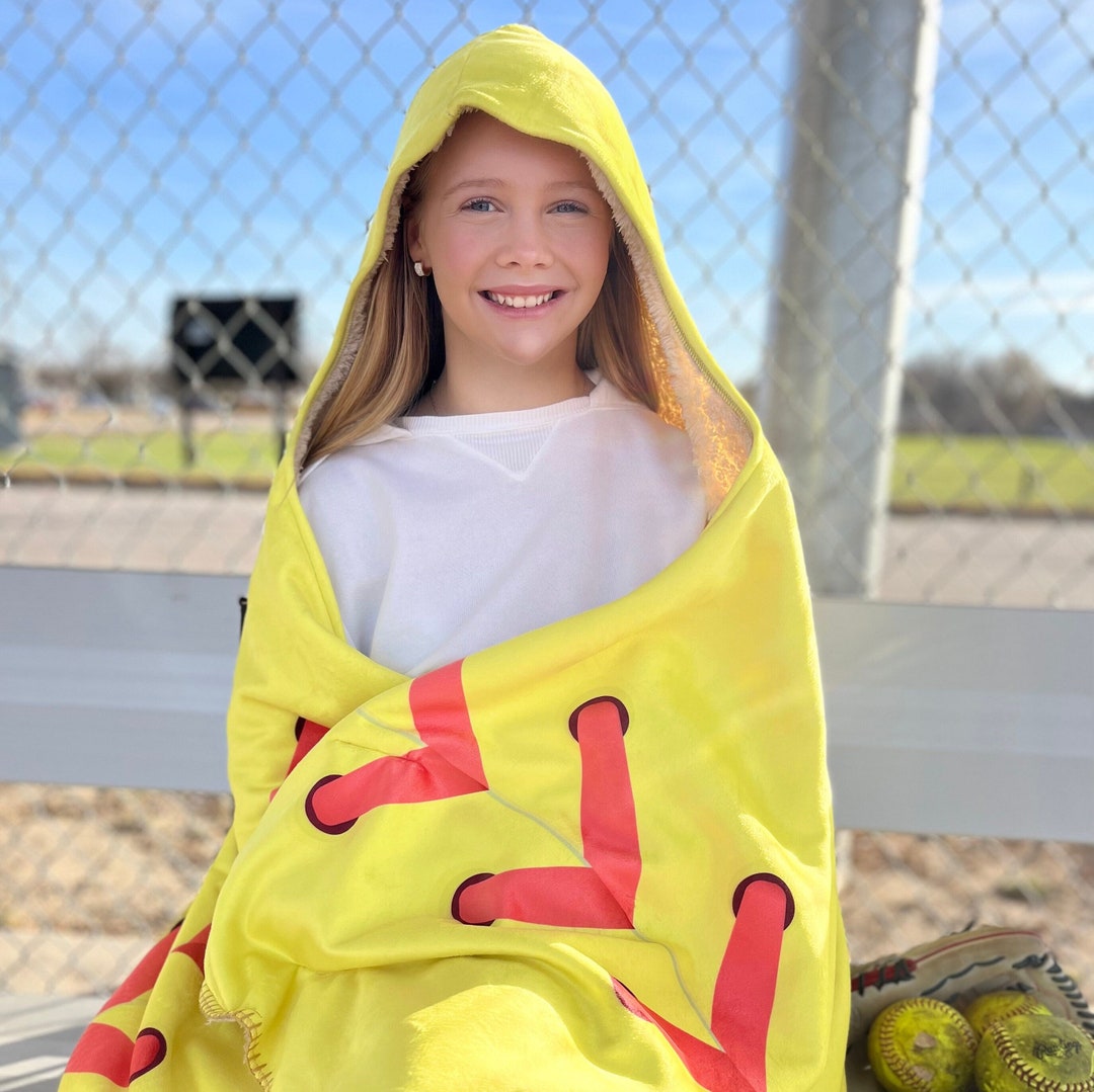 Personalized Softball Hooded Blanket, Minky Fleece Fabric, Gift for ...