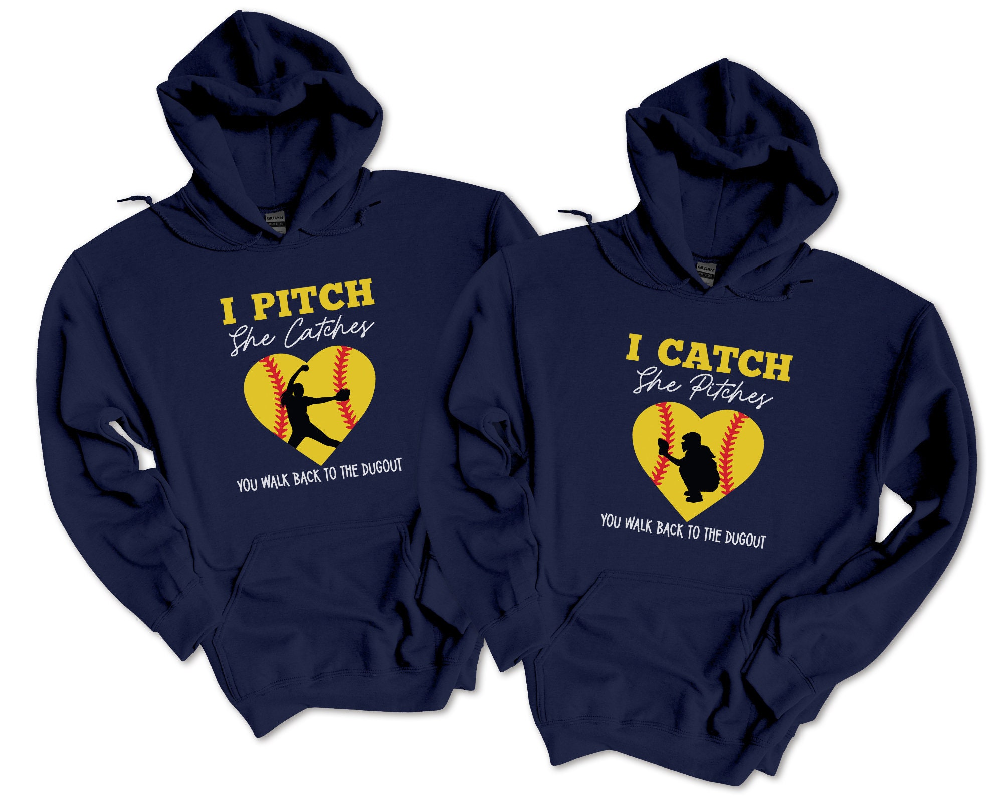 Softball Hooded Sweatshirt, Pitchers and Catchers Hoodie, I Pitch She ...