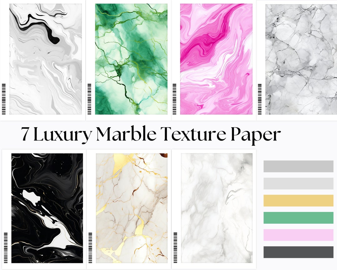 Marble Digital Paper, Seamless Marble Textures in 7 Colors, Luxury ...