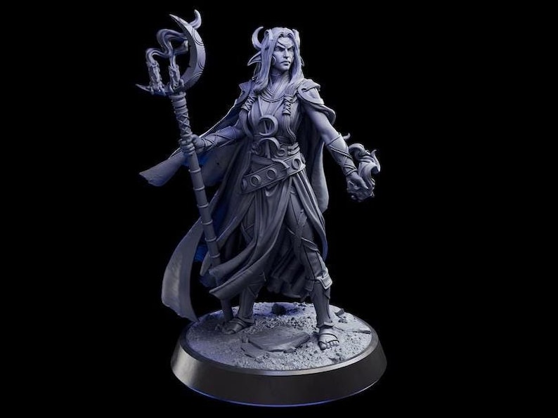 Drow Elf, Female, Warlock, Sorcerer, Mage, Wizard, Serious, Staff ...