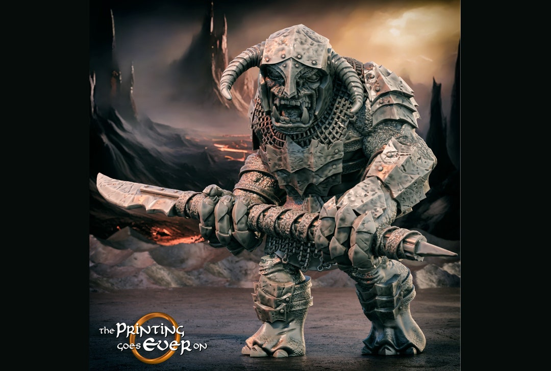 War Troll, Giant, Chief, Barbarian, Giant Blade, Sword, Horns, Fangs ...