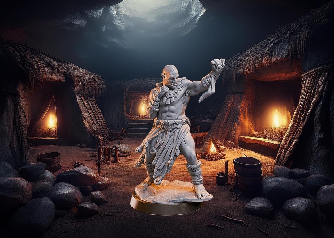 Orc, Male, Barbarian, Warrior, Fighter, Monk, Fists, Bald, Character ...