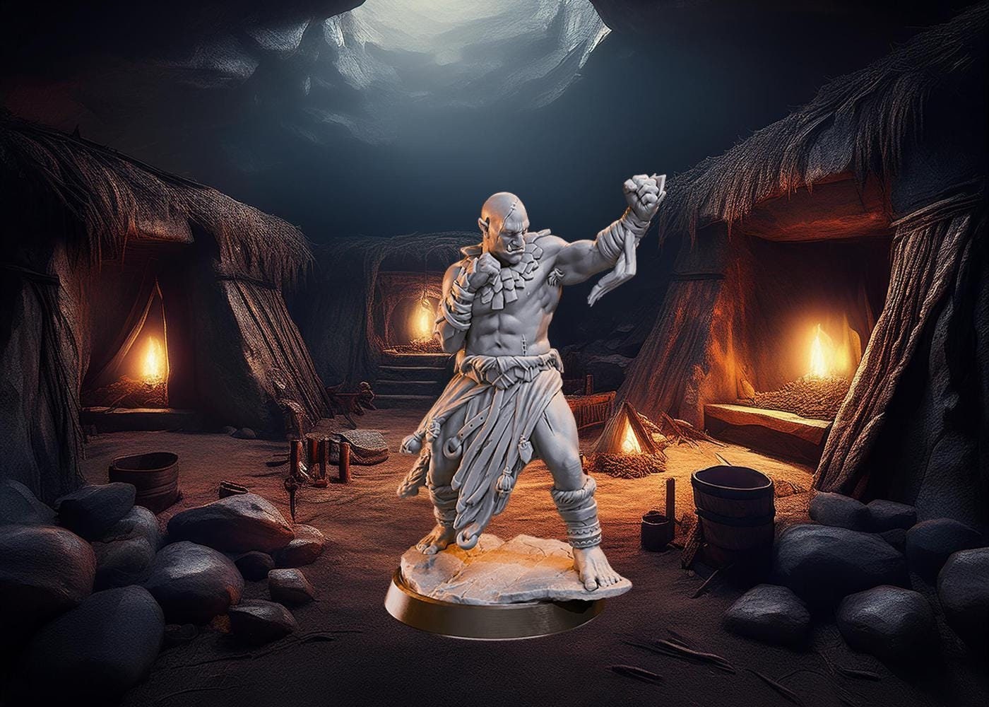 Orc, Male, Barbarian, Warrior, Fighter, Monk, Fists, Bald, Character ...