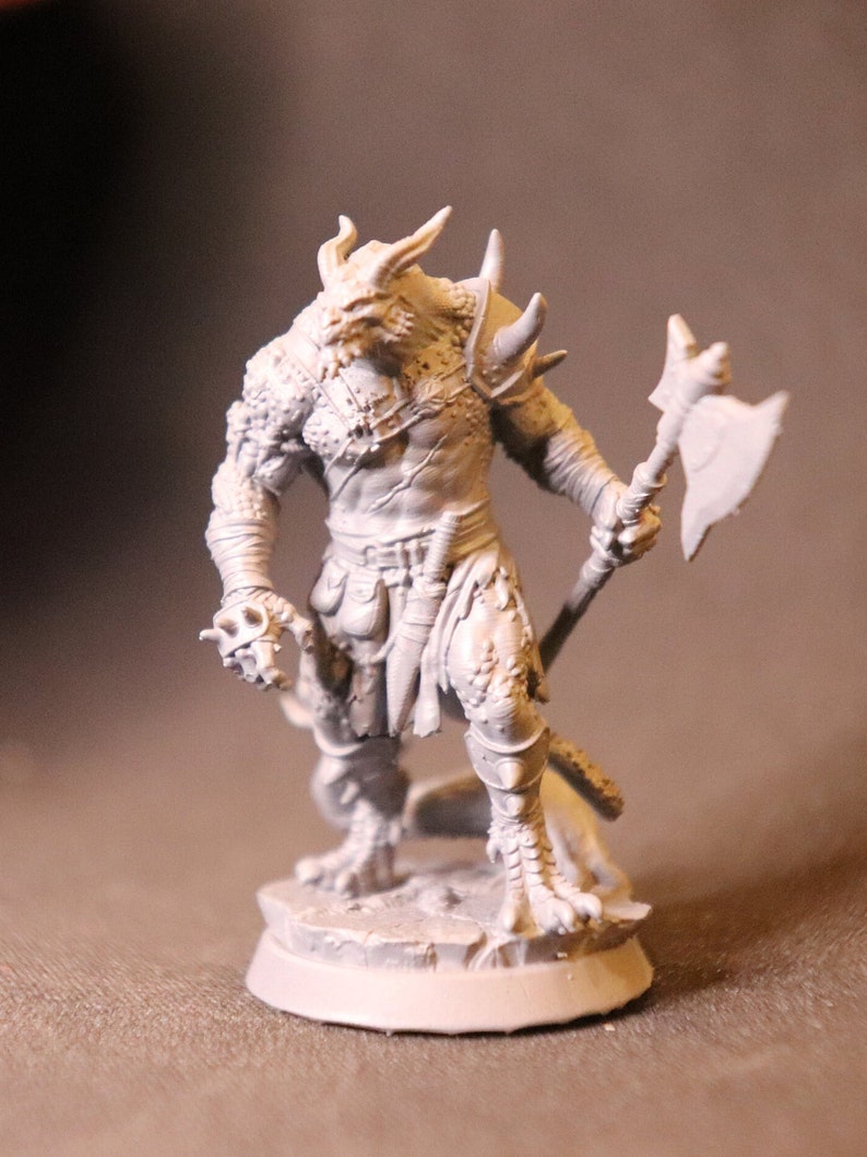 Dragonborn, Male, Fighter, Barbarian, Unarmored, Snarling, Wielding Axe ...