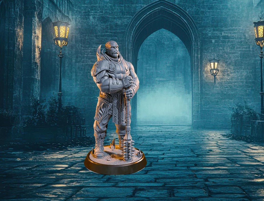 Half-orc, Orc, Male, Paladin, Warrior, Fighter, Cleric, Mace, Plate ...