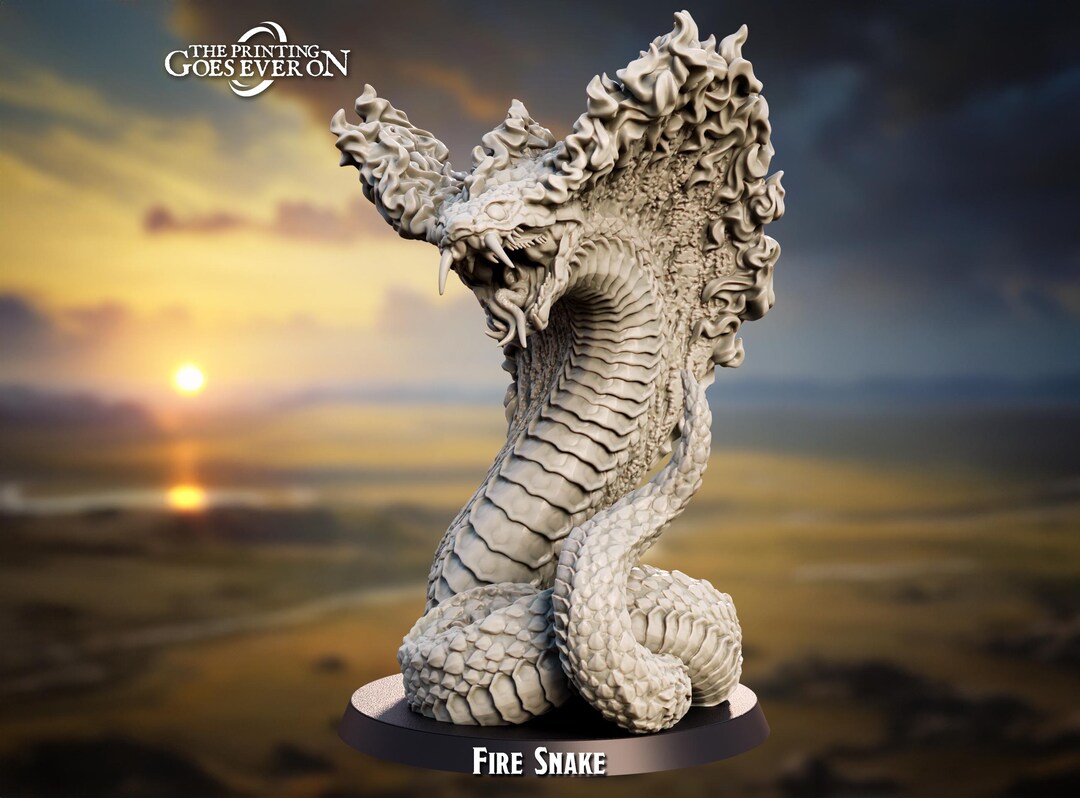 Fire Snake, Reptile, Fangs, Cobra, Large Figure 3" Tall (28mm) 2" Base ...