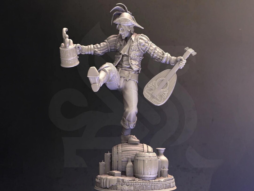 Male, Elf, Bard, Minstrel, Lute, Dancing, Feathers, Playing, Barrel ...