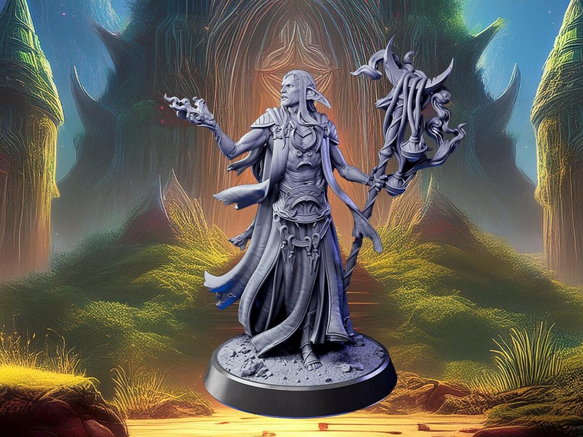 Drow Elf, Male, Sorcerer, Mage, Wizard, Bare-chested, Incense, Staff ...