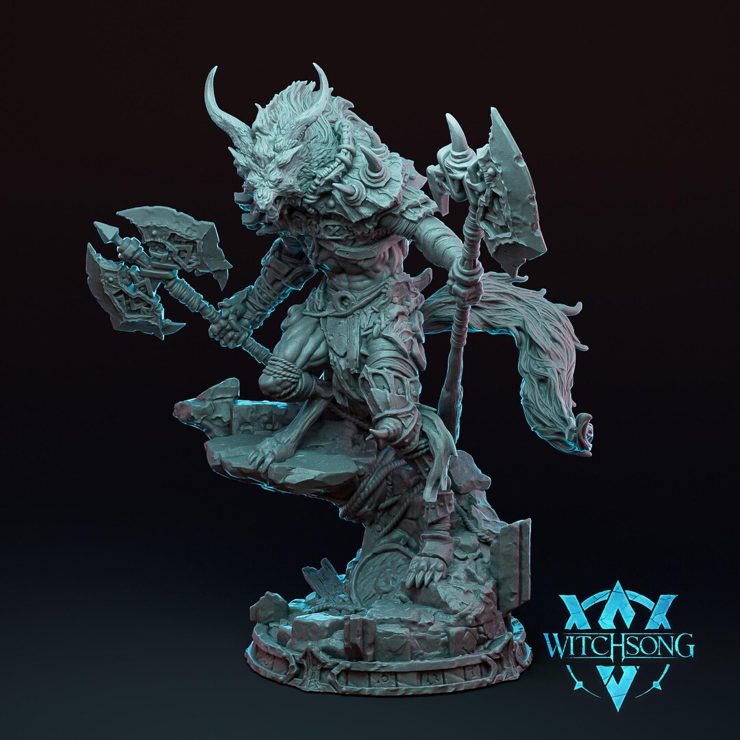 Ascendant Greatwolf, Werewolf, Male, Wolf God, Snow, Dual Axe, Horns ...