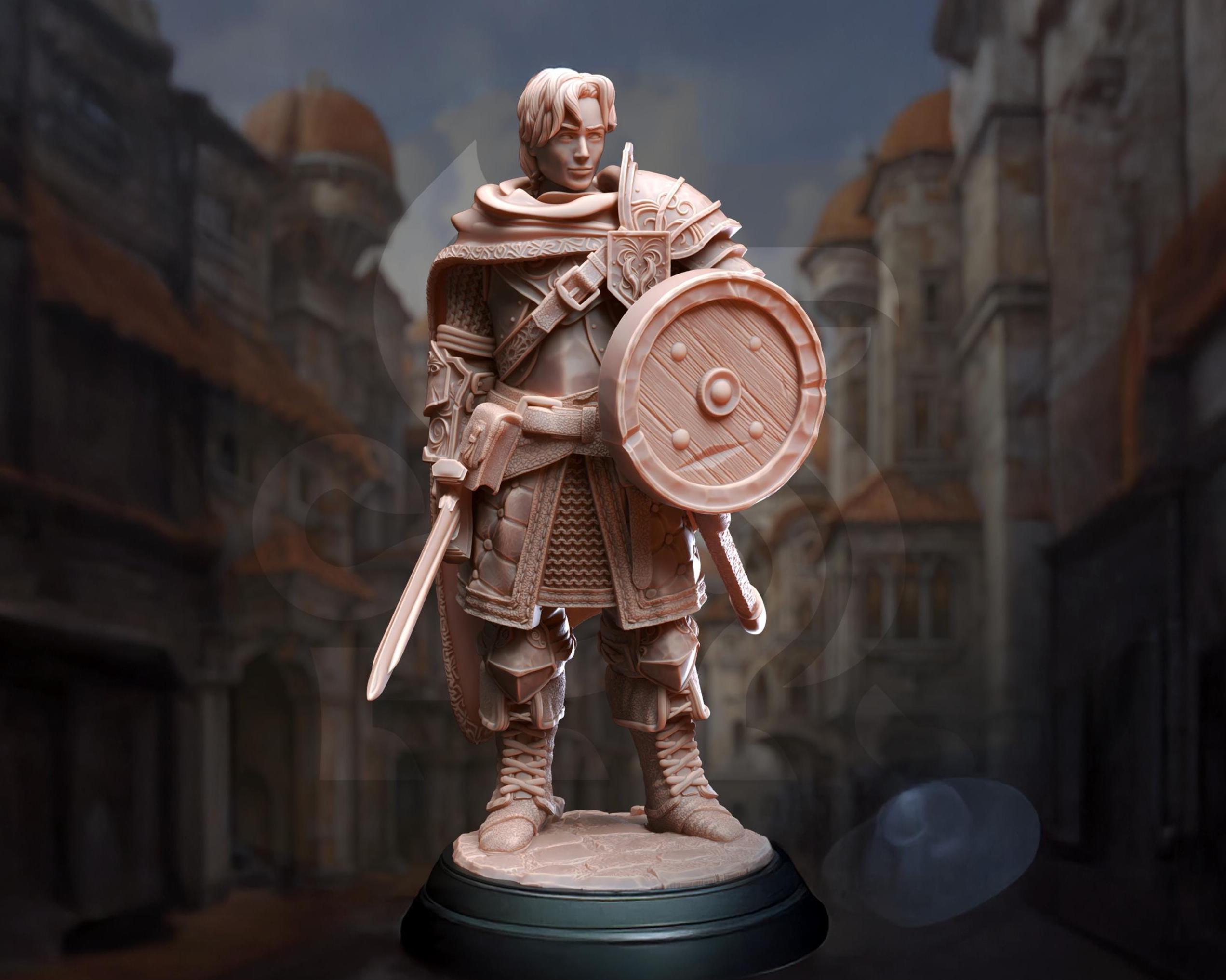 Human, Male, Fighter, Warrior, Ranger, Sword, Shield, Cheerful, Level 1 ...