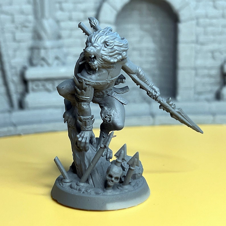 Catfolk, Werelion, Fighter, Barbarian, Gladiator, Battle Spear, Roaring ...