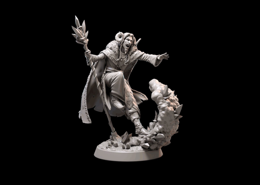 Tiefling, Male, Mage, Wizard, Sorcerer, Heavy Cape, Crystal Staff ...