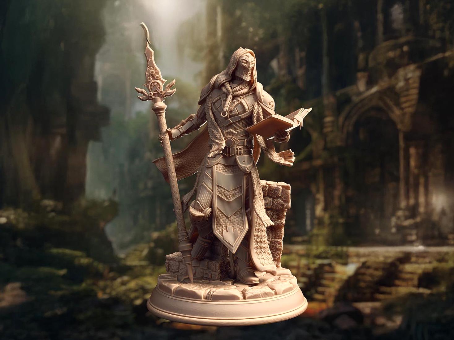 Warforged, Male, Wizard, Mage, Sorcerer, Helm, Spear, Battle Armor ...