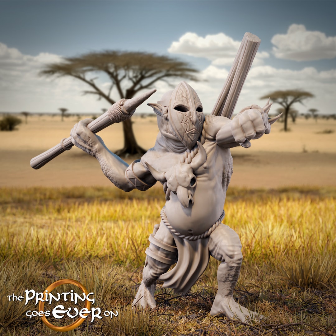 Troll Fighter Half-troll Tribal Mask Warrior Spears - Etsy