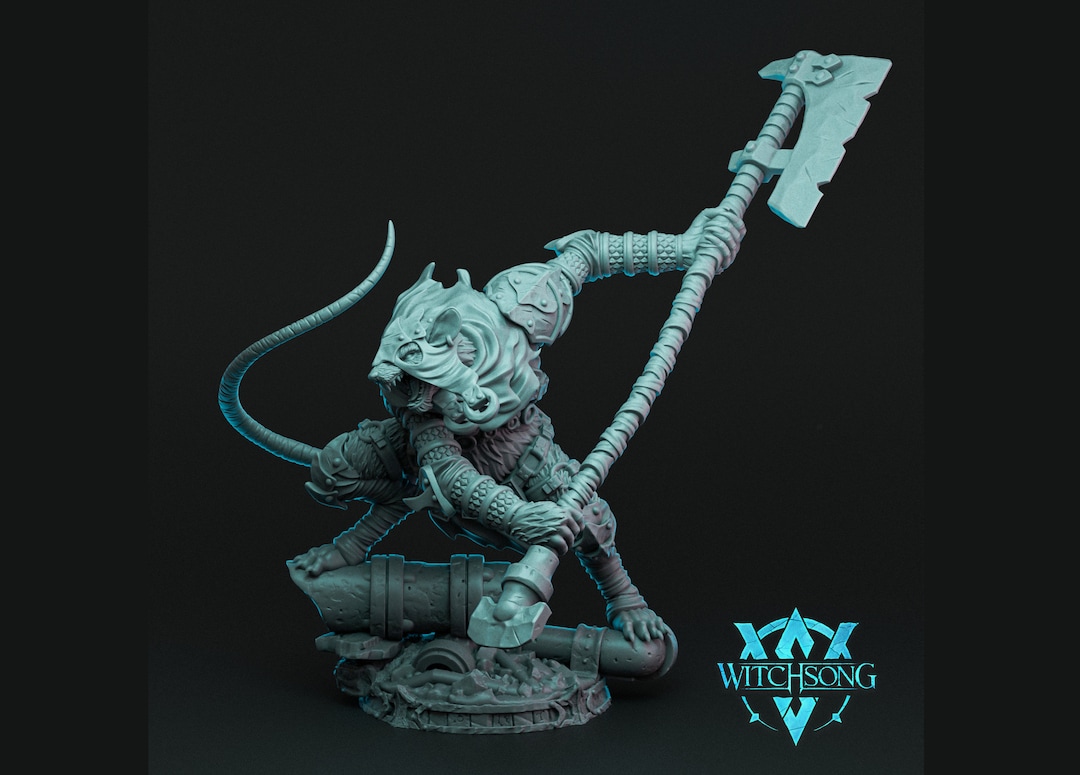 Wererat, Lycanthrope, Rat, Fighter, Barbarian, Warrior, Battle Axe, Axe ...