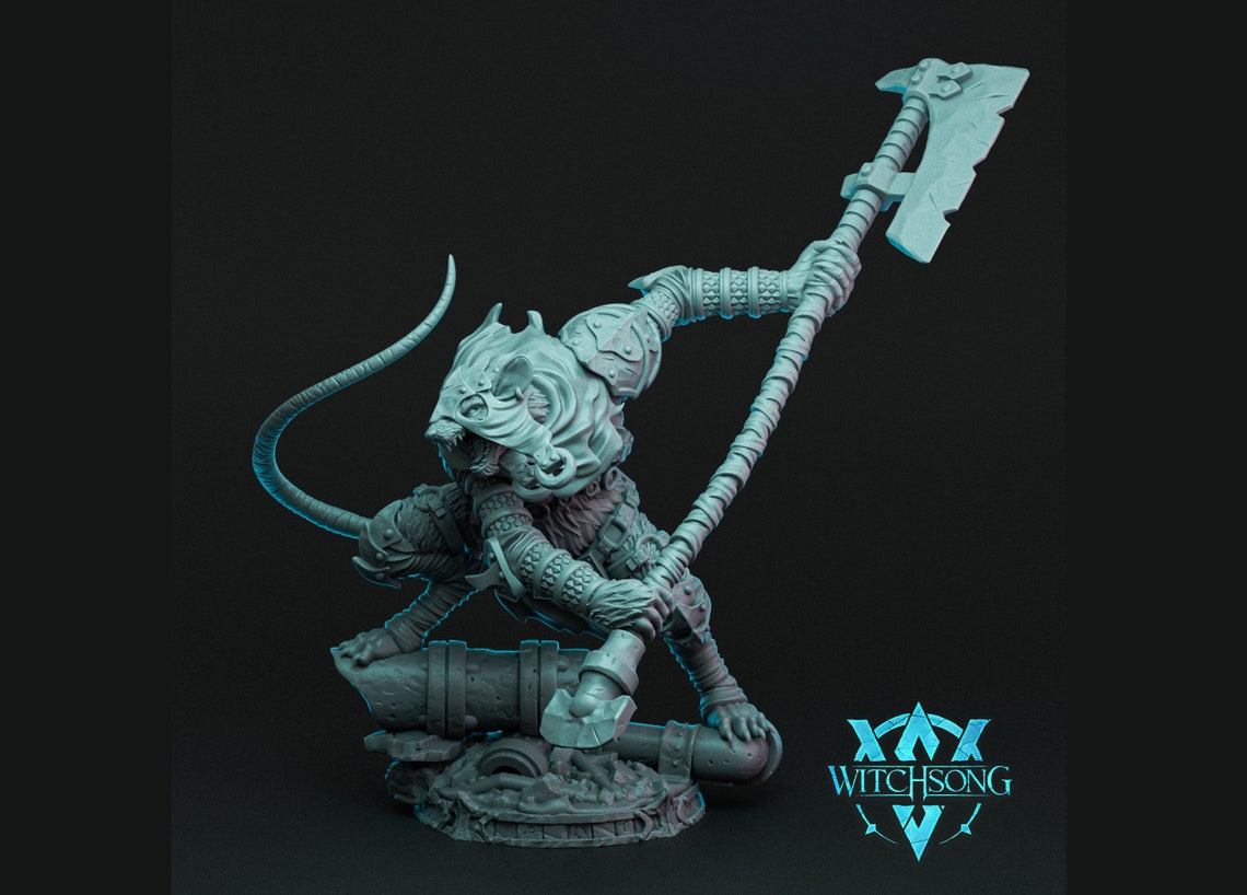 Wererat, Lycanthrope, Rat, Fighter, Barbarian, Warrior, Battle Axe, Axe ...