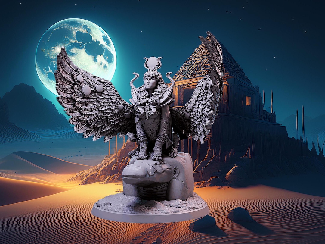 Gynosphinx, Egyptian, Lion, Woman, Wings, Goddess, Temple, Ankh, Desert ...