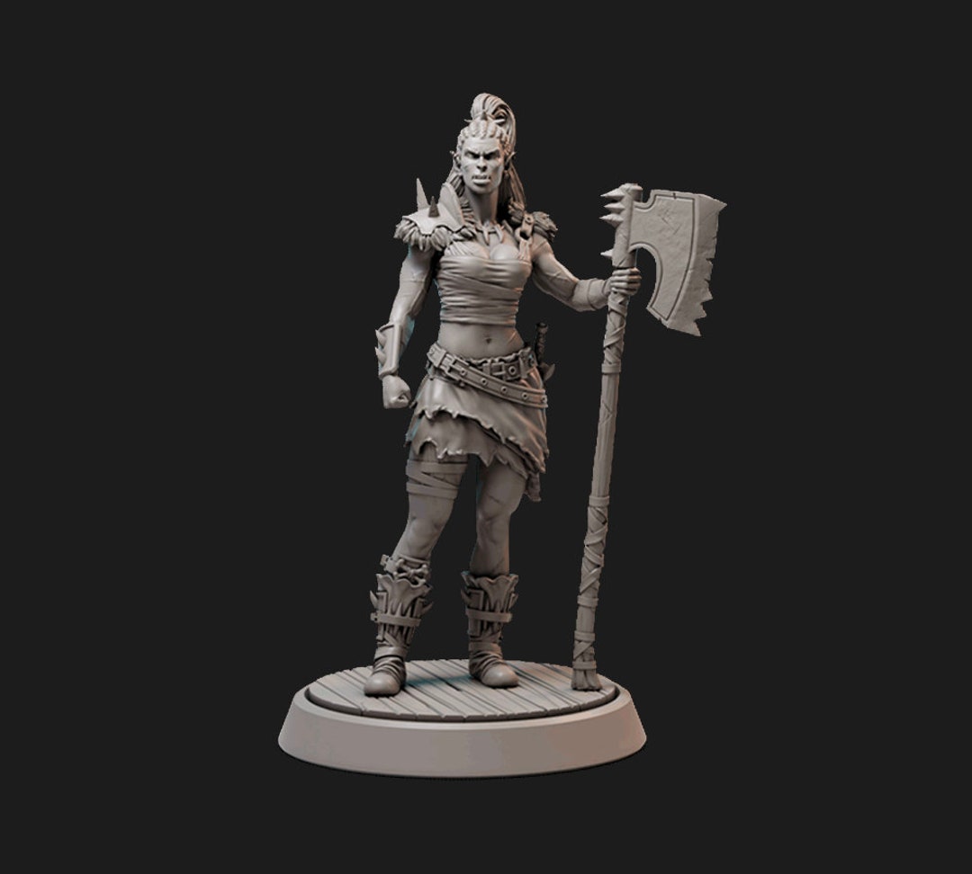 Half-orc, Female, Fighter/barbarian With Fur and Leather Armor, 2 ...
