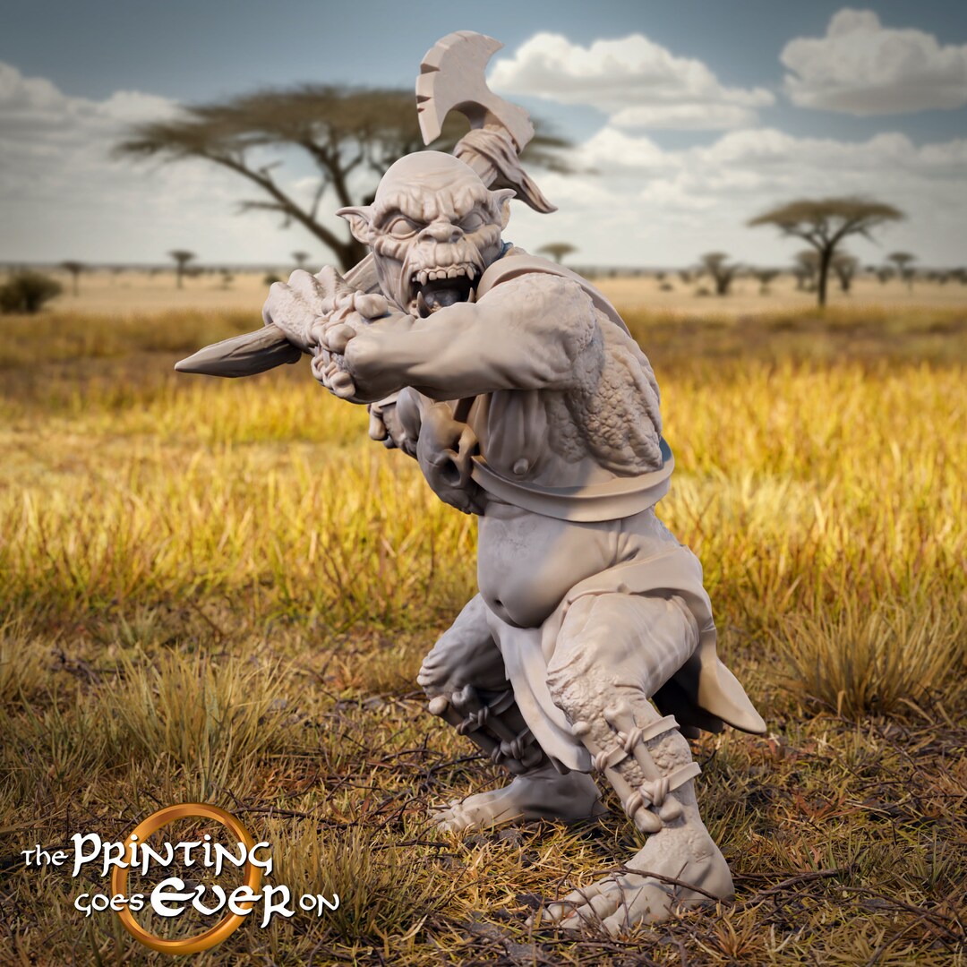 Troll, Fighter, Half-troll, Tribal, Warrior, Bearded Axe, Roaring ...