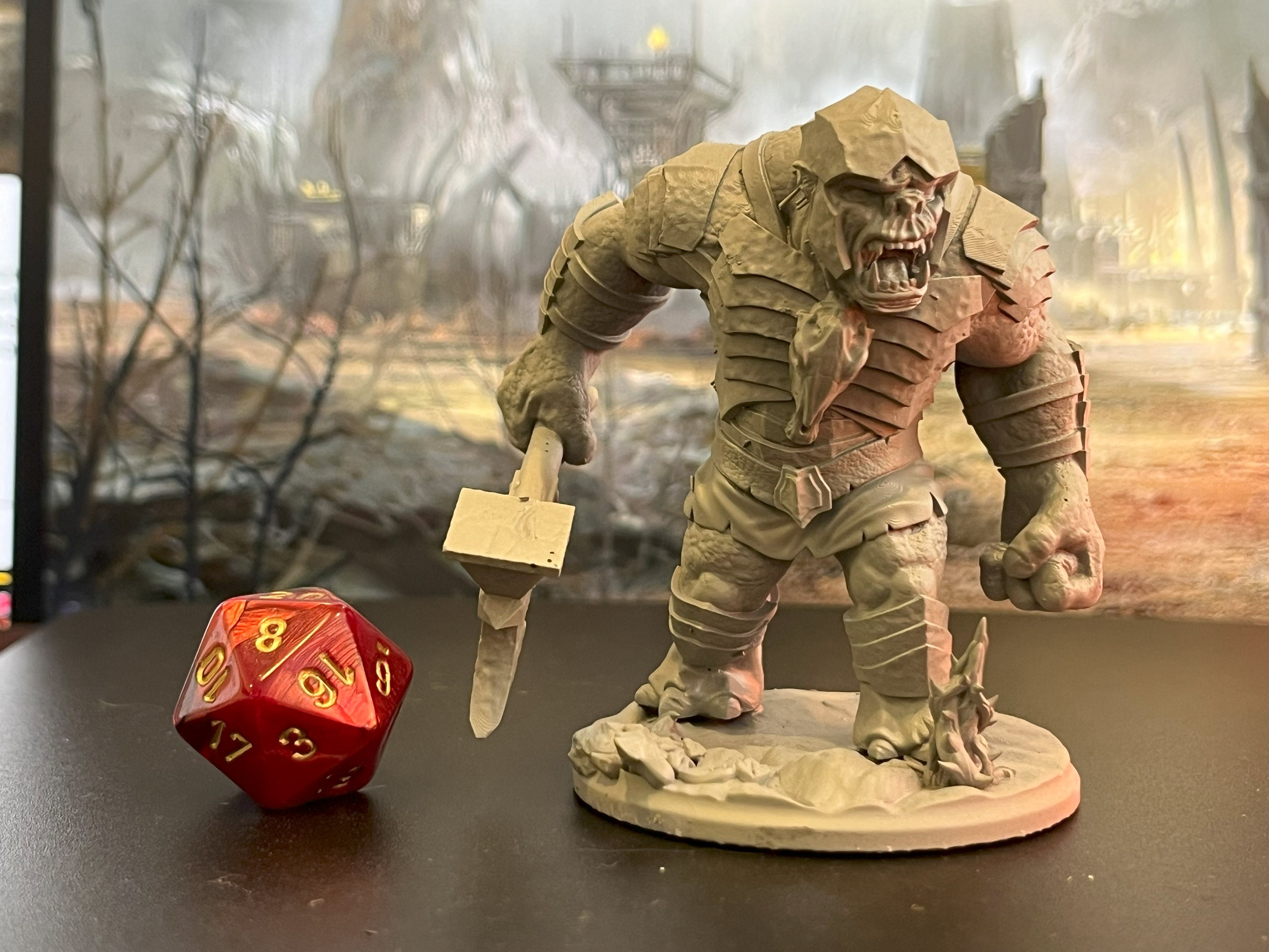 Troll, War, Giant Hammer Axe, Helm, Attacking, Fangs, Large Figure 25 ...