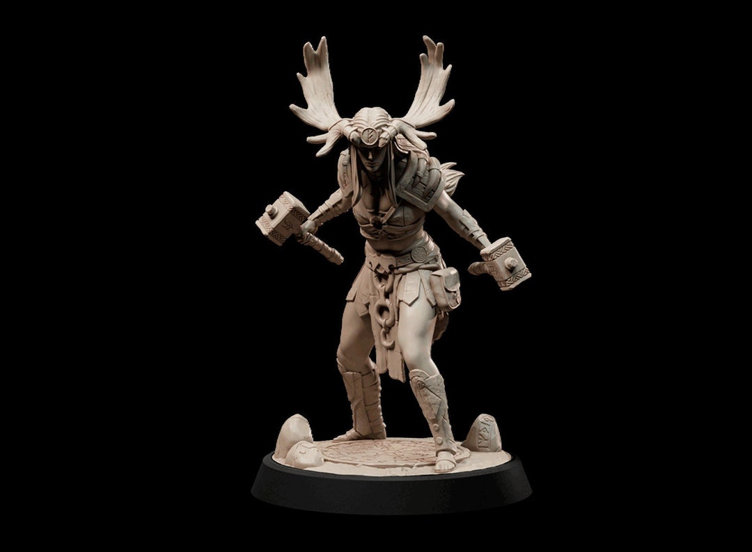 Human, Female, Viking, Warrior, Druid, Seer, Antlers, Leather Armor ...