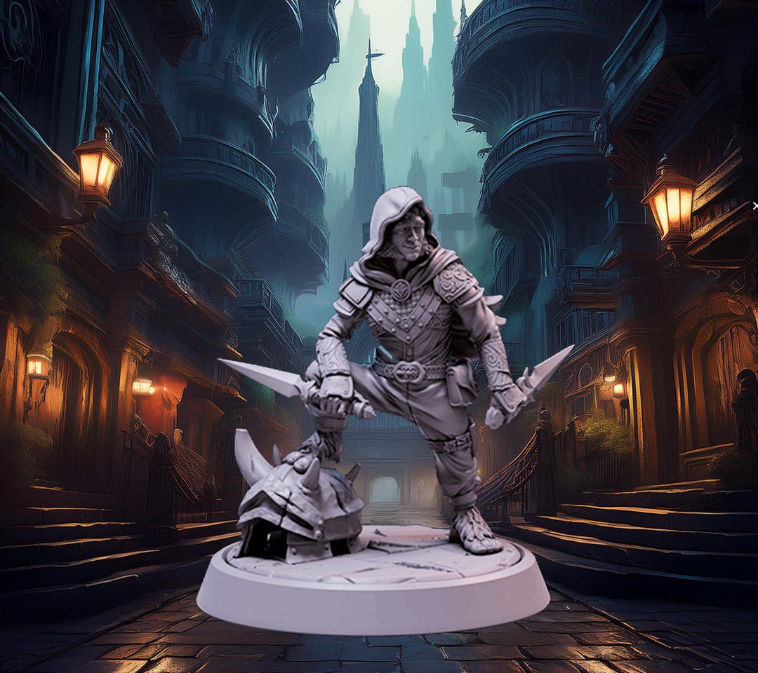 Halfling, Gnome, Male, Rogue, Assassin, Leather, Banded, Daggers, Hood ...