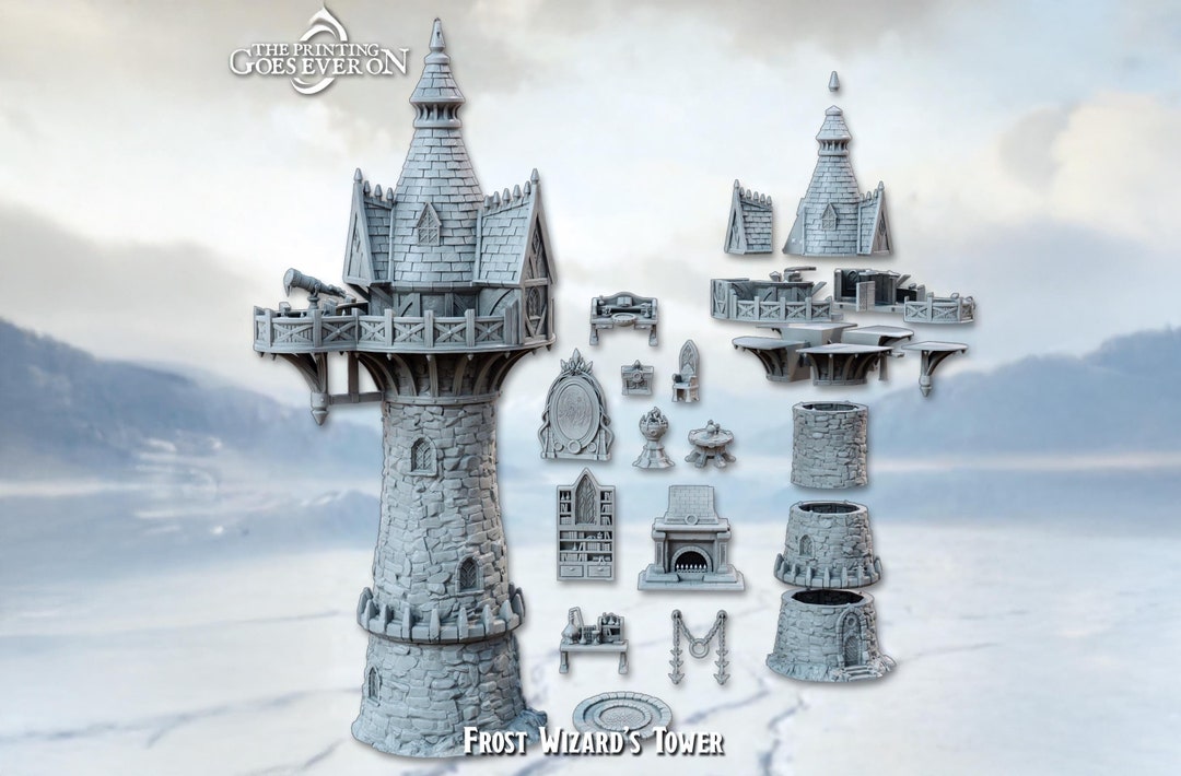 Frost Wizards Tower, 4-story Tabletop Gaming Structure, Removable Roof ...