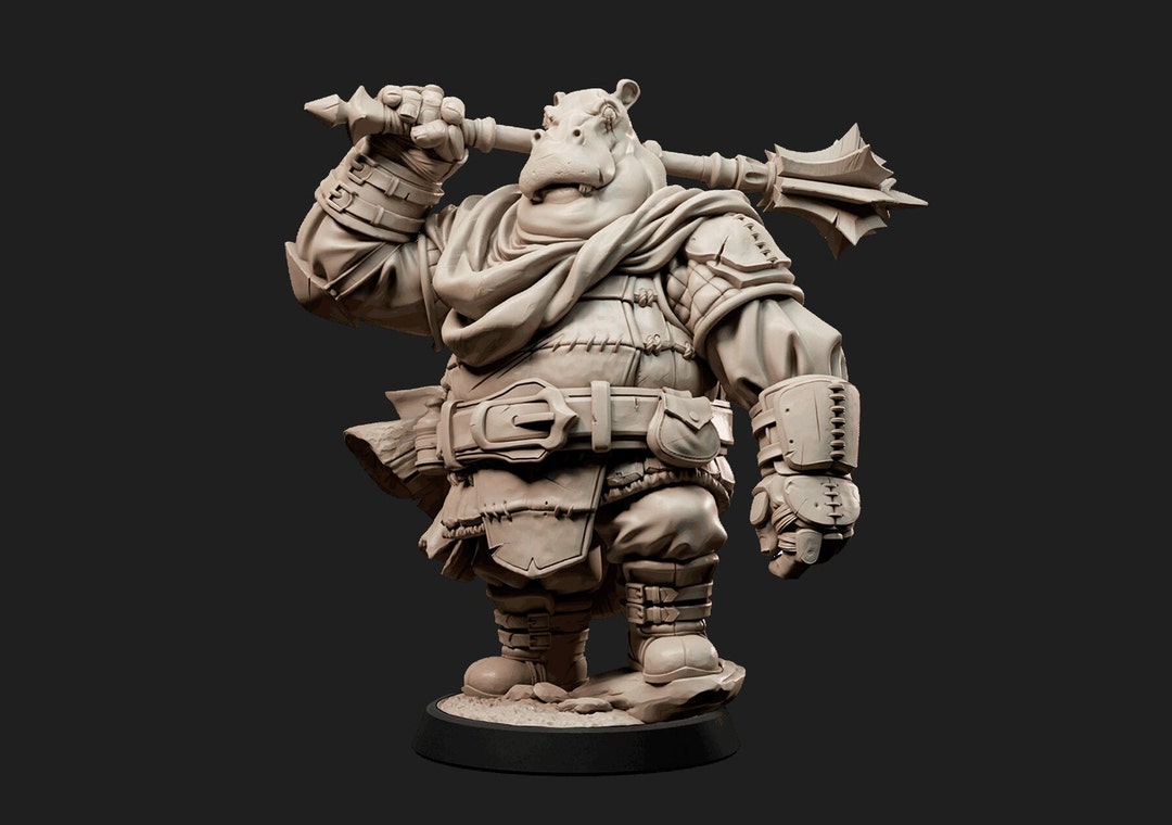 Hippofolk, Male, Fighter, Barbarian, Giant Mace, Splint Mail, Large ...