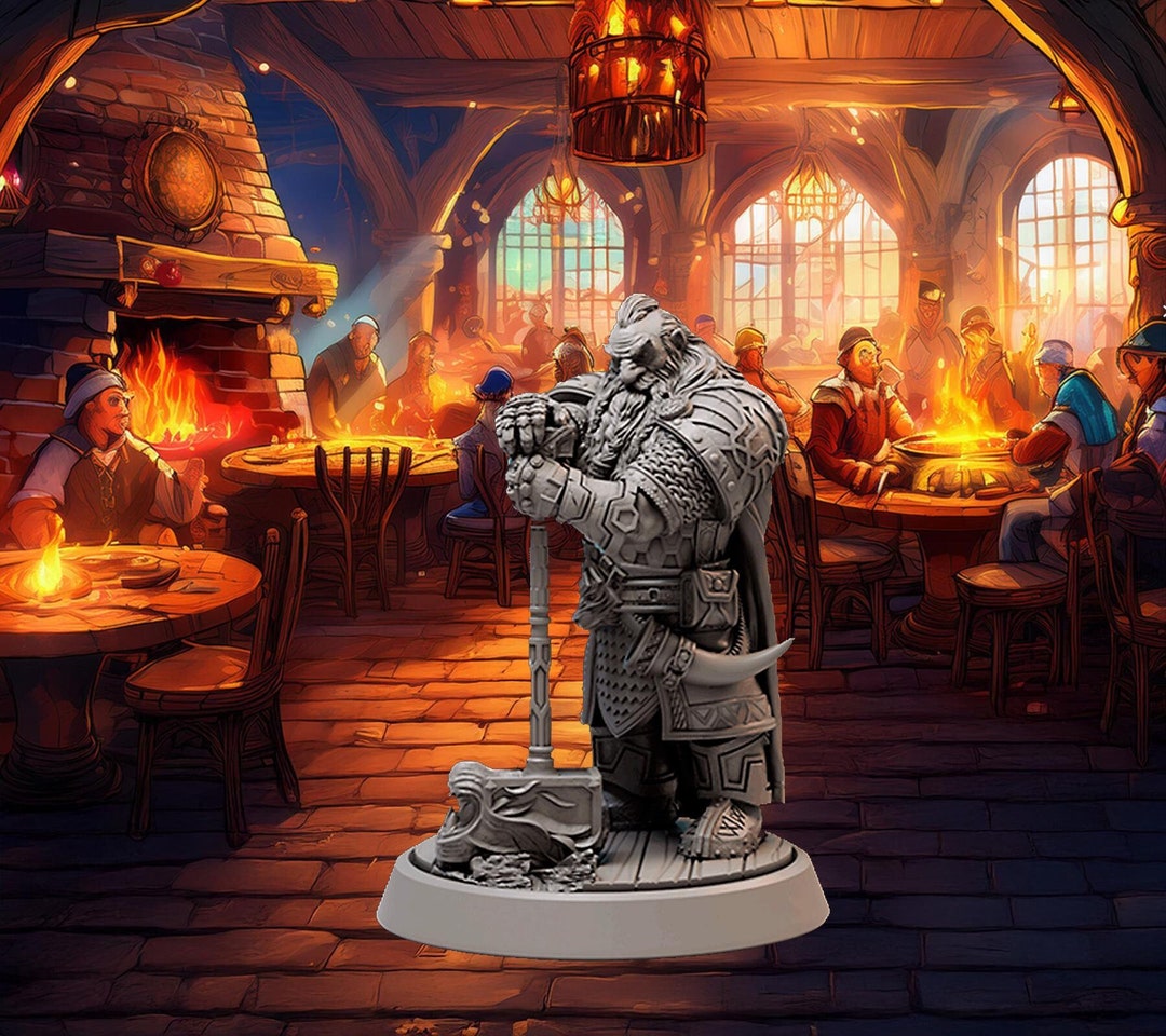 Dwarf, Male, Fighter/paladin With Heavy Chain Mail, War Hammer and ...