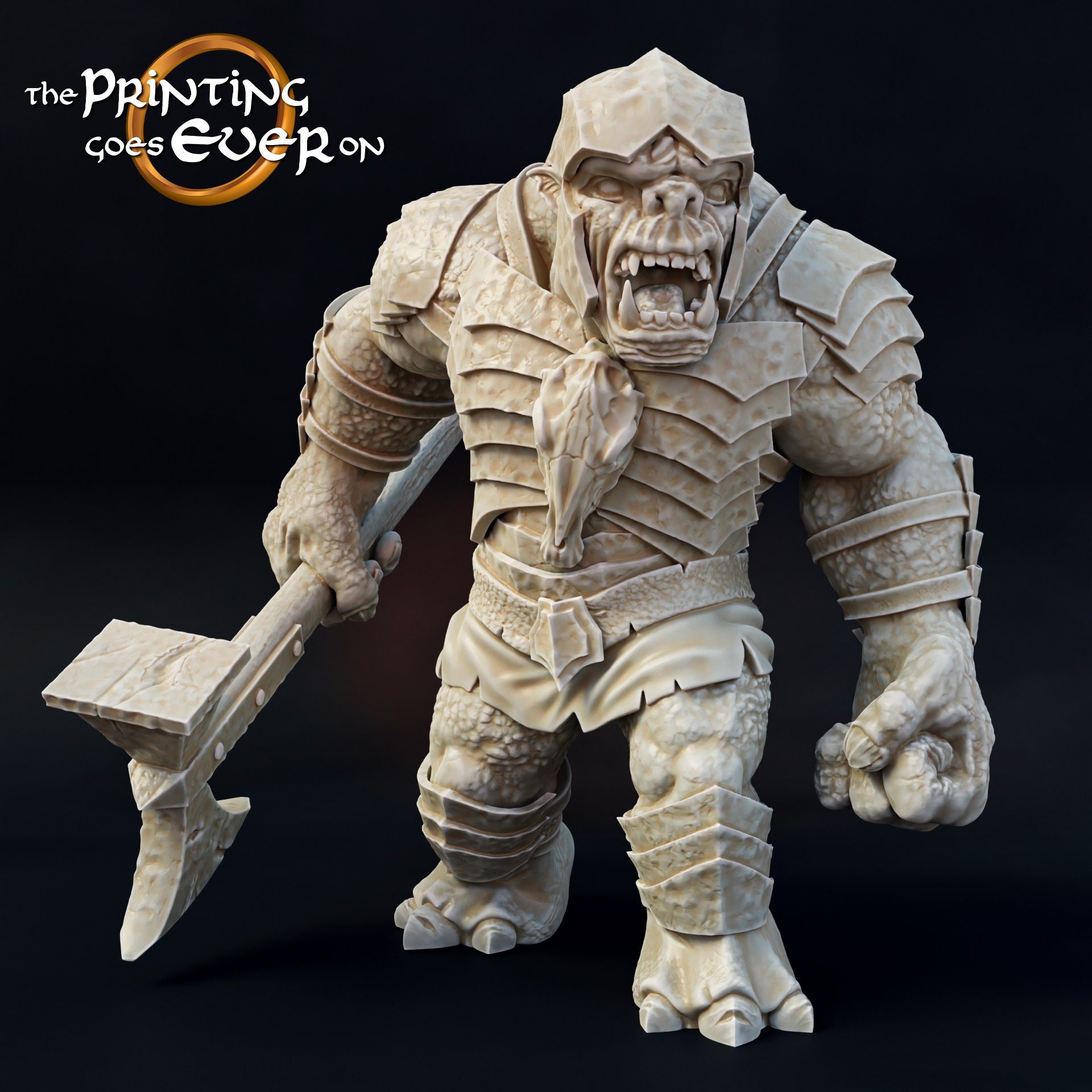 Troll, War, Giant Hammer Axe, Helm, Attacking, Fangs, Large Figure 25 ...