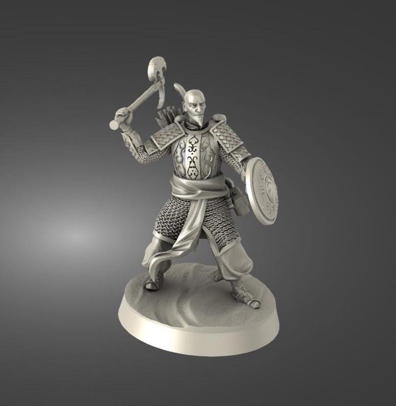 Male, Warrior, Fighter, Sword, Scimitar, Chain Mail, Cloth Armor, Helm ...