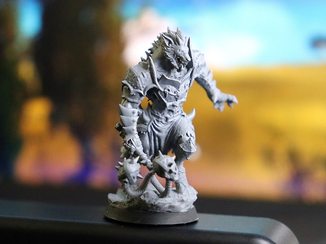 Male, Flind, Gnoll, Warrior, War Captain, Spiked Flail, Snarling, Plate ...