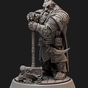 Dwarf, Male, Fighter/paladin With Heavy Chain Mail, War Hammer and ...