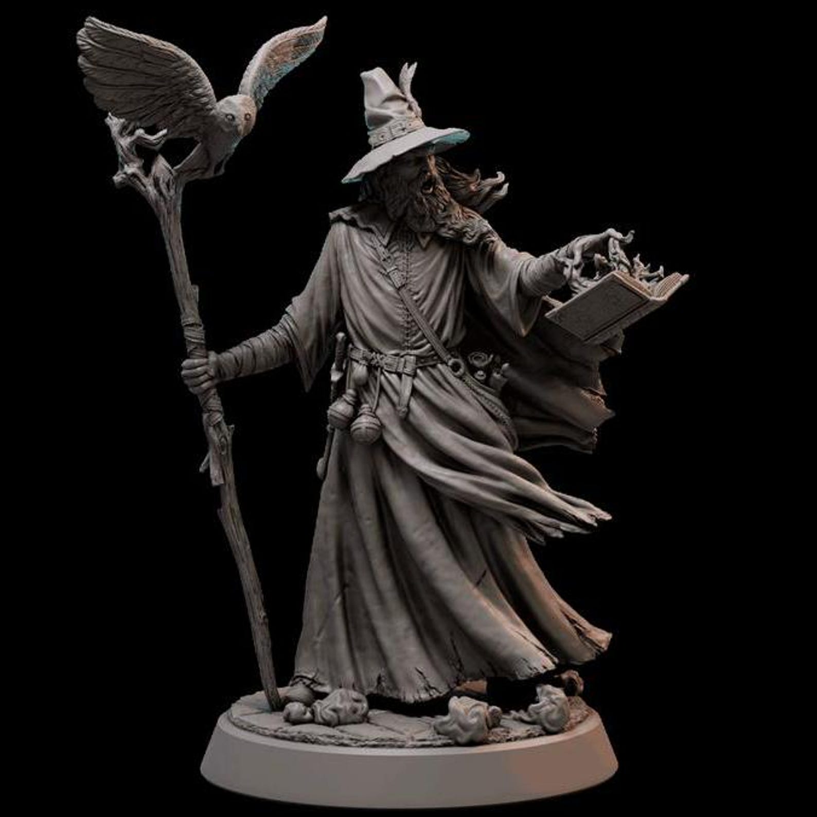 Human, Male, Mage, Wizard, Sorcerer, Heavy Cape, Wooden Staff, Casting ...